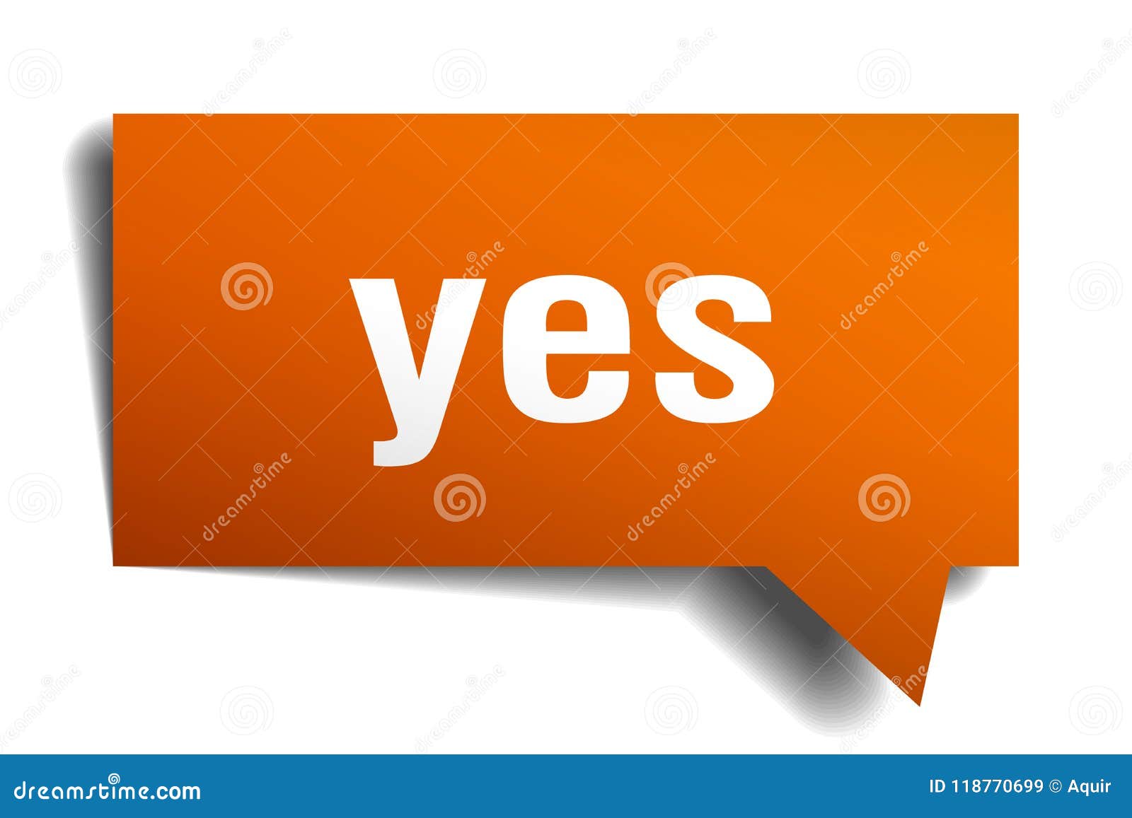 Yes Orange 3d Speech Bubble Stock Vector - Illustration of peeler ...