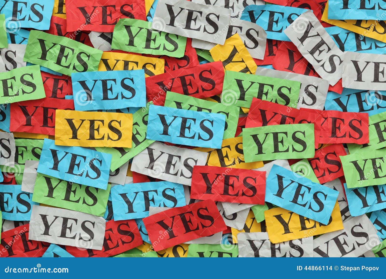 Yes stock photo. Image of message, crushed, text, multi - 44866114