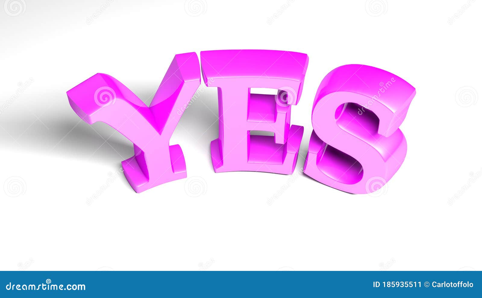 YES Pink Bent Write Isolated on White Background - 3D Rendering ...