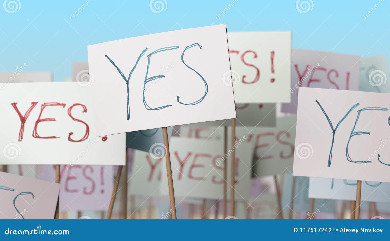 YES Placards at Street Demonstration. Conceptual Loopable Animation ...