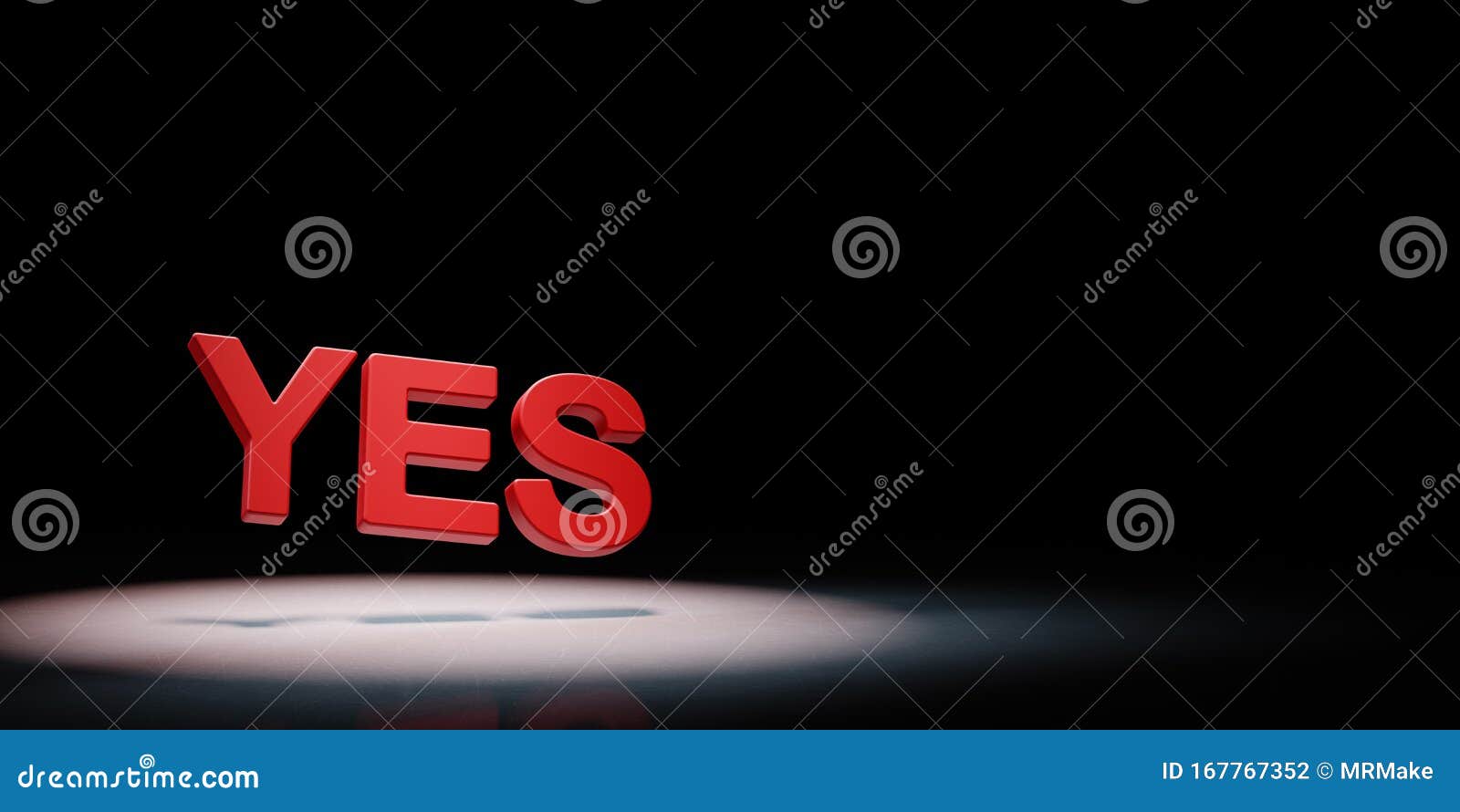 Yes Red Text Spotlighted on Black Background Stock Illustration ...