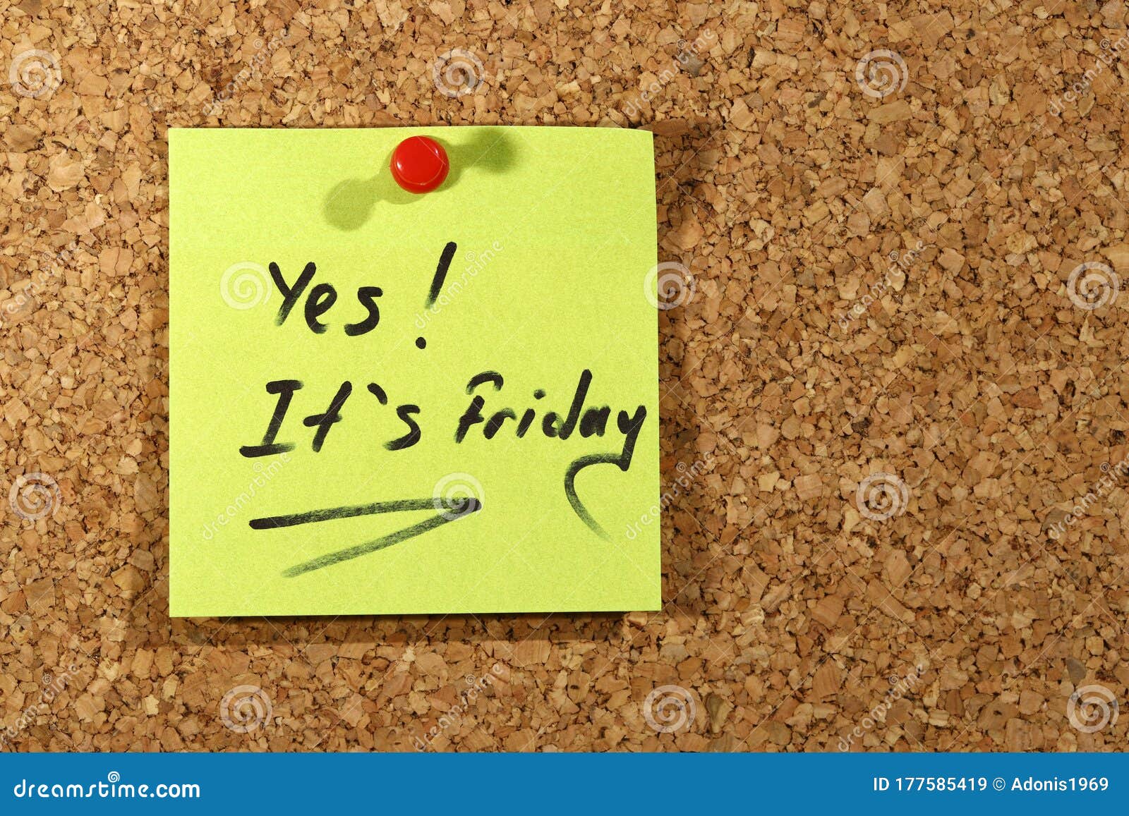 Yes it`s friday post it stock image. Image of calendar - 177585419