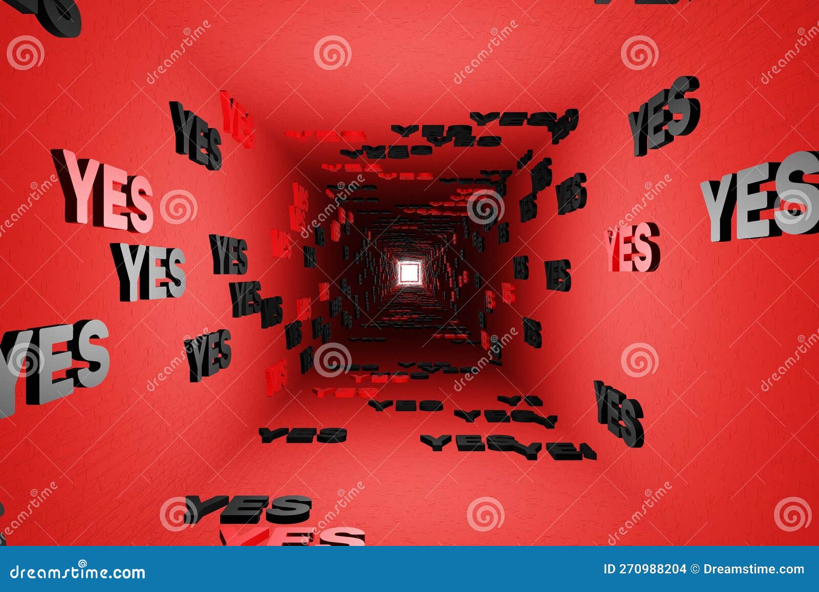 Yes Symbol or Yeah Marks Tunnel on Red Background 3d Render. Say Agree ...