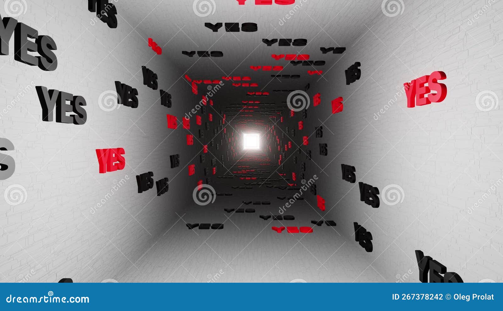 Yes Symbol or Yeah Marks Tunnel on White Background 3d Render. Say ...