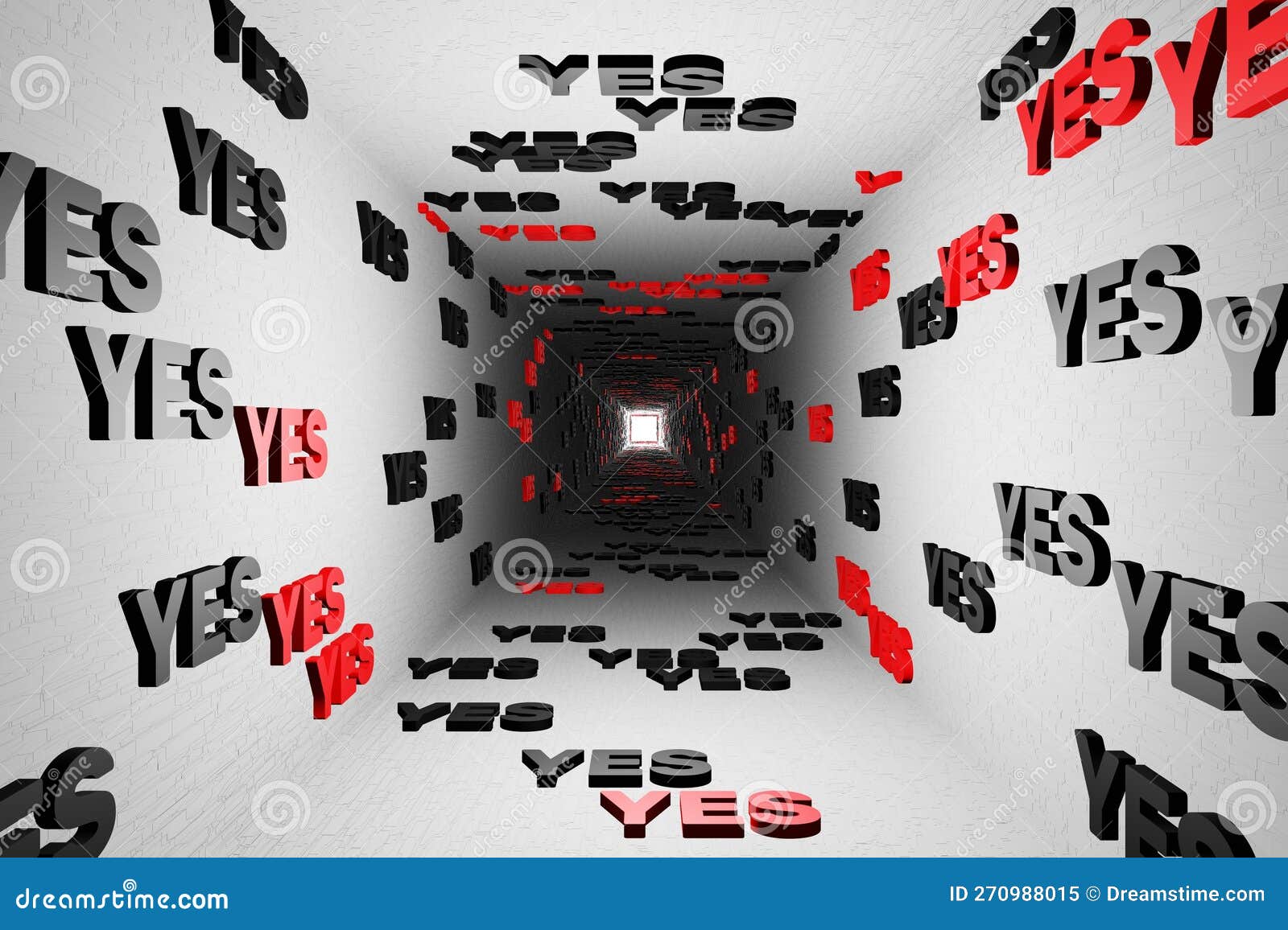 Yes Symbol or Yeah Marks Tunnel on White Background 3d Render. Say ...