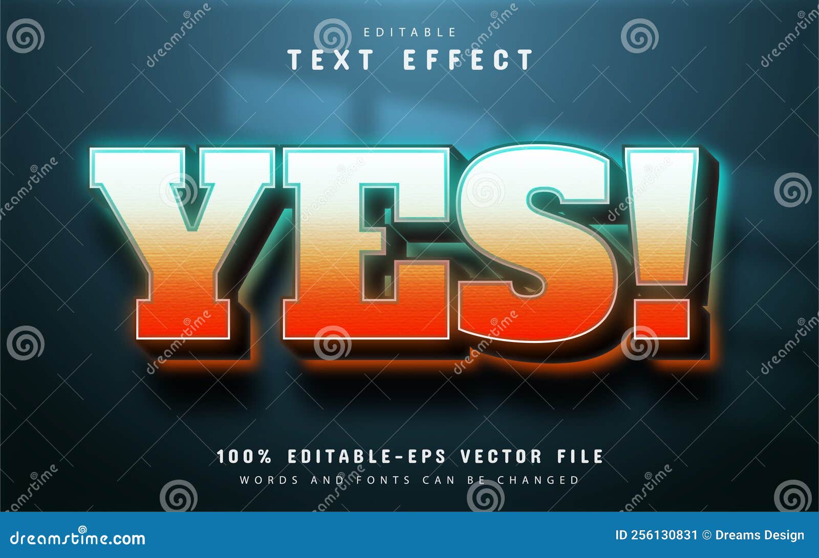 Yes Text, Gradient Style Text Effect Stock Vector - Illustration of ...