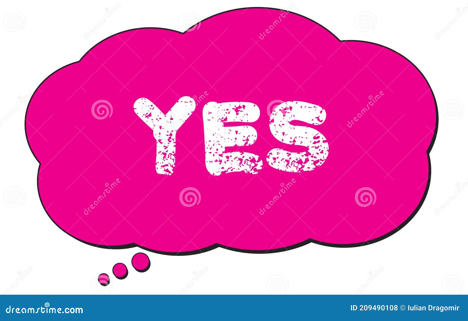 YES Text Written on a Pink Cloud Bubble Stock Illustration ...