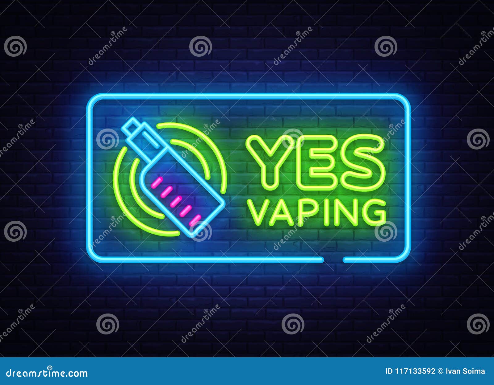 Yes Vaping Neon Sign Zone Vaping Neon Sign Vector Template Light