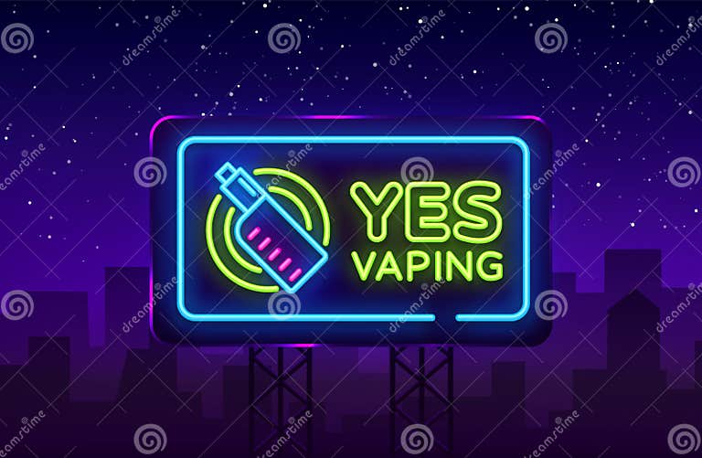 Yes Vaping Neon Sign Zone Vaping Neon Sign Vector Template Light