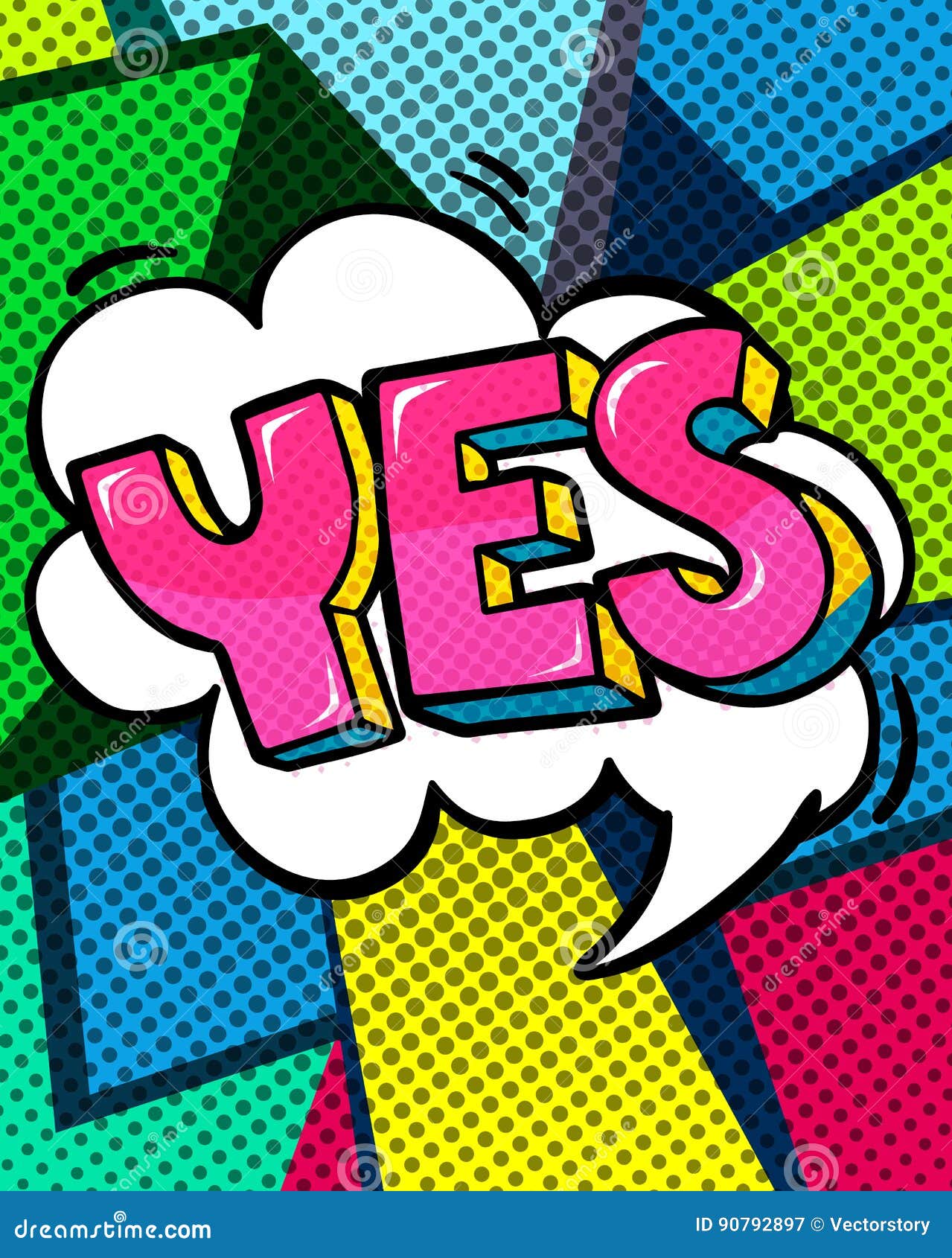 YES word bubble. stock vector. Illustration of cloud - 90792897