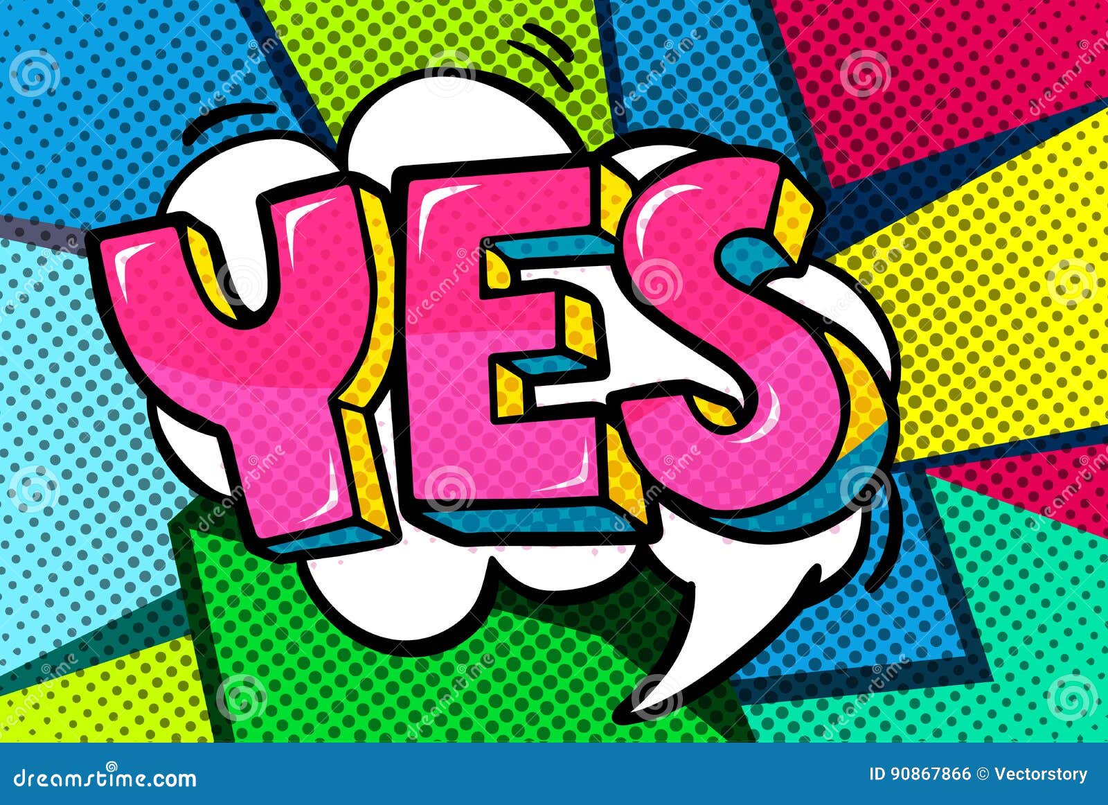 YES word bubble. stock vector. Illustration of hollywood - 90867866