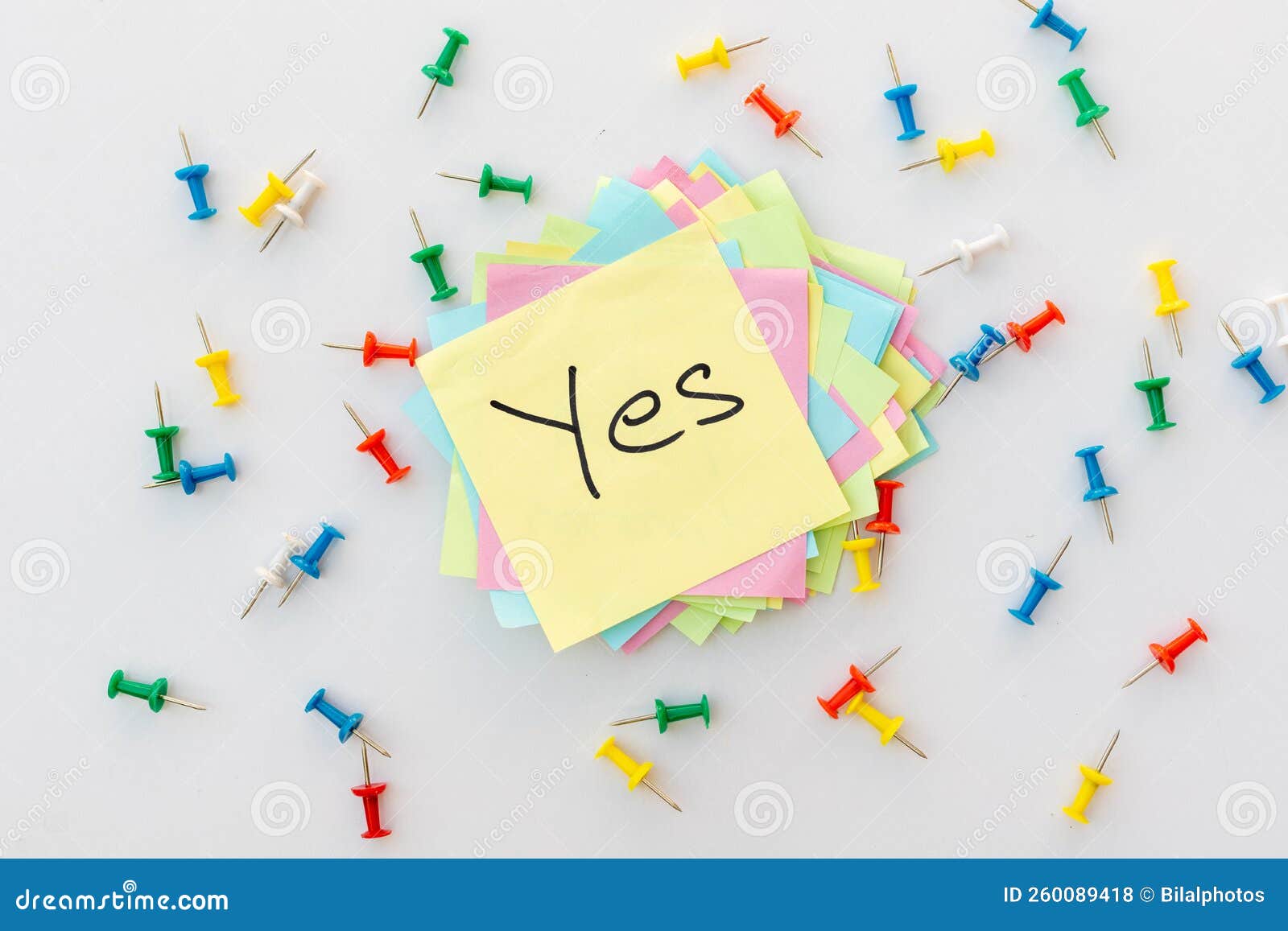 YES Word Hand Written a Yellow Square Sticker. Yes Concept Stock Photo ...