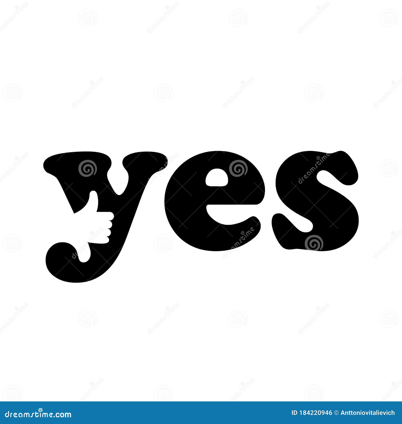Yes word icon - thumb up stock vector. Illustration of hand - 184220946