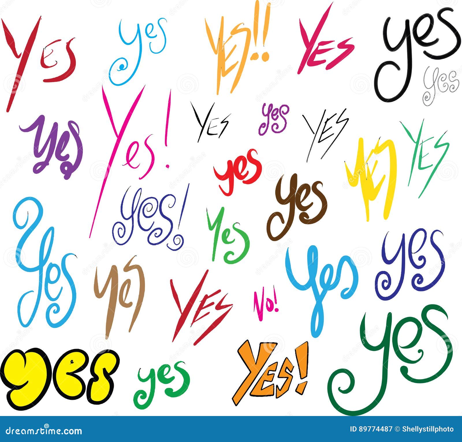 Yes Word Typography Handwritten Vector Stock Vector - Illustration of ...