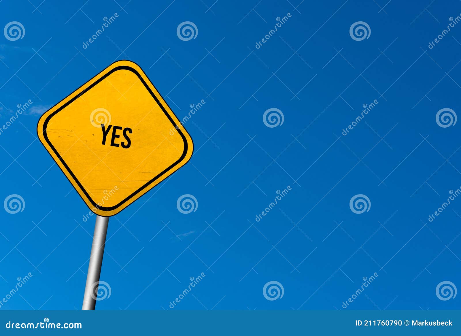 Yes - Yellow Sign with Blue Sky Stock Photo - Image of digital, media ...