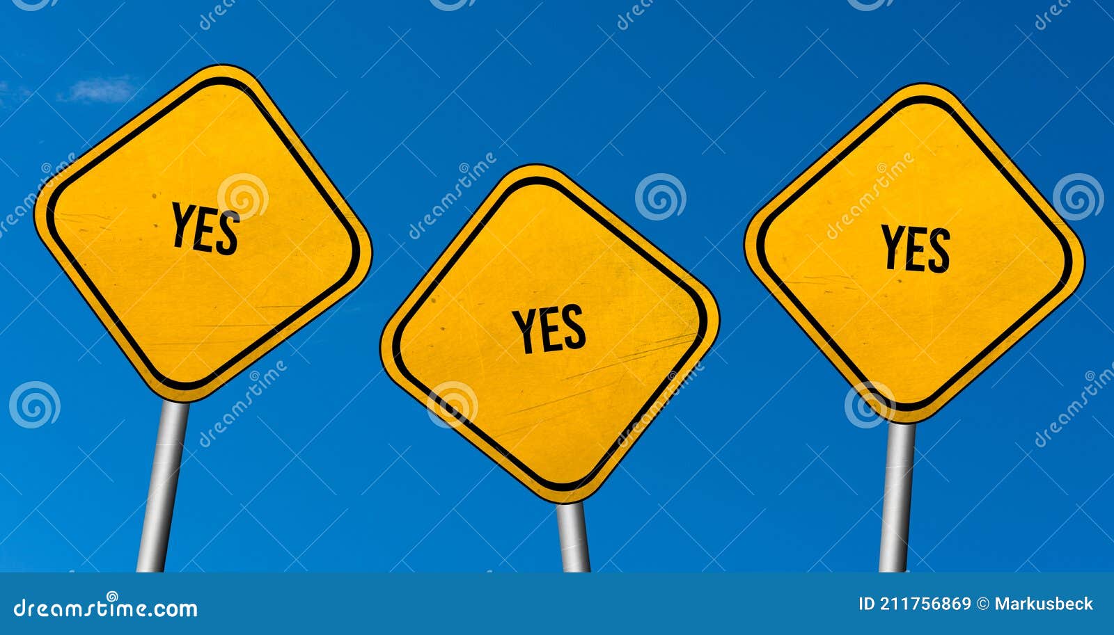Yes - Yellow Signs with Blue Sky Stock Image - Image of market, design ...