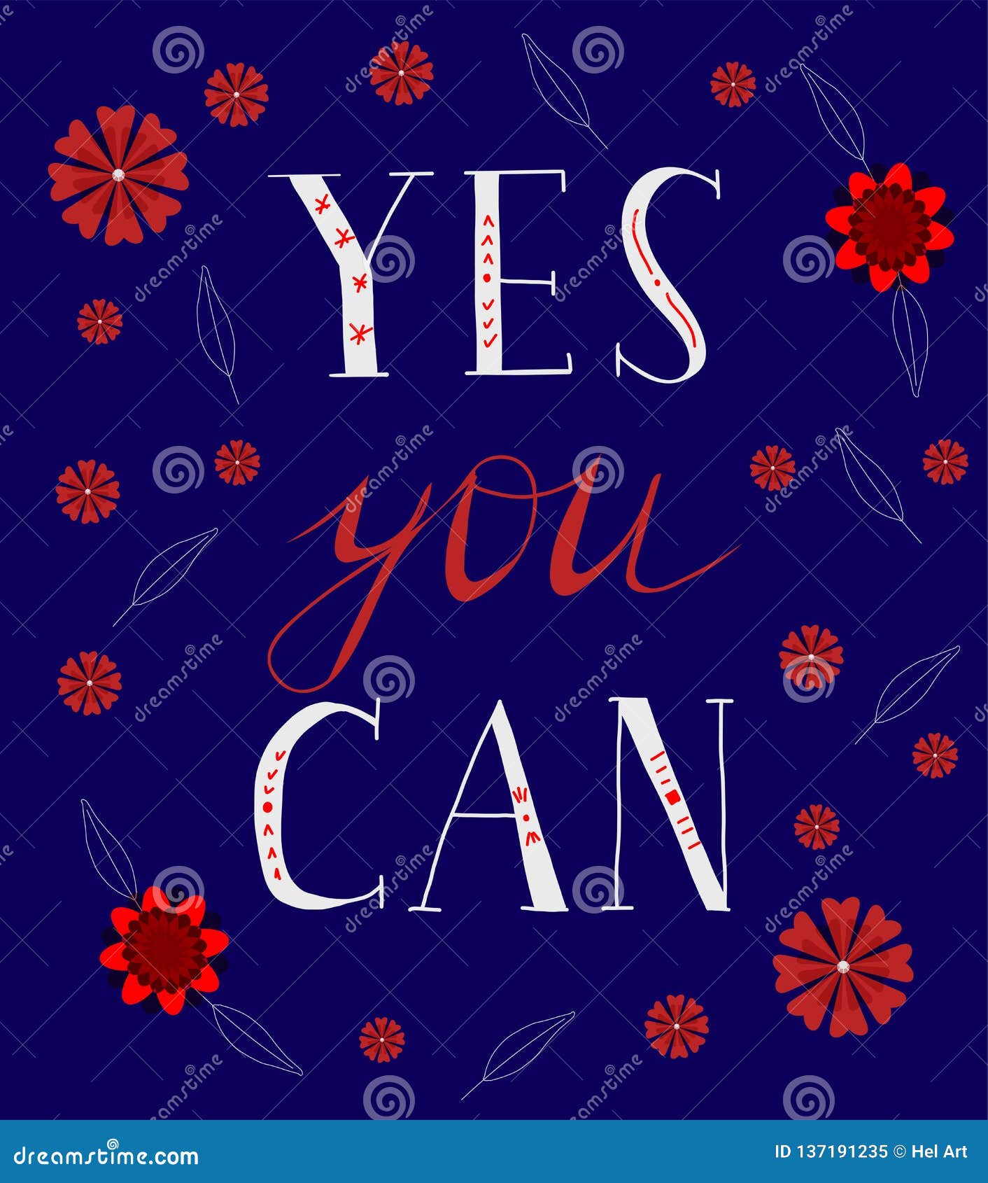 Yes You Can. Hand Drawn Positive Quote Stock Vector - Illustration of ... Yes You Can. Hand Drawn Positive Quote Stock Vector - Illustration of ...