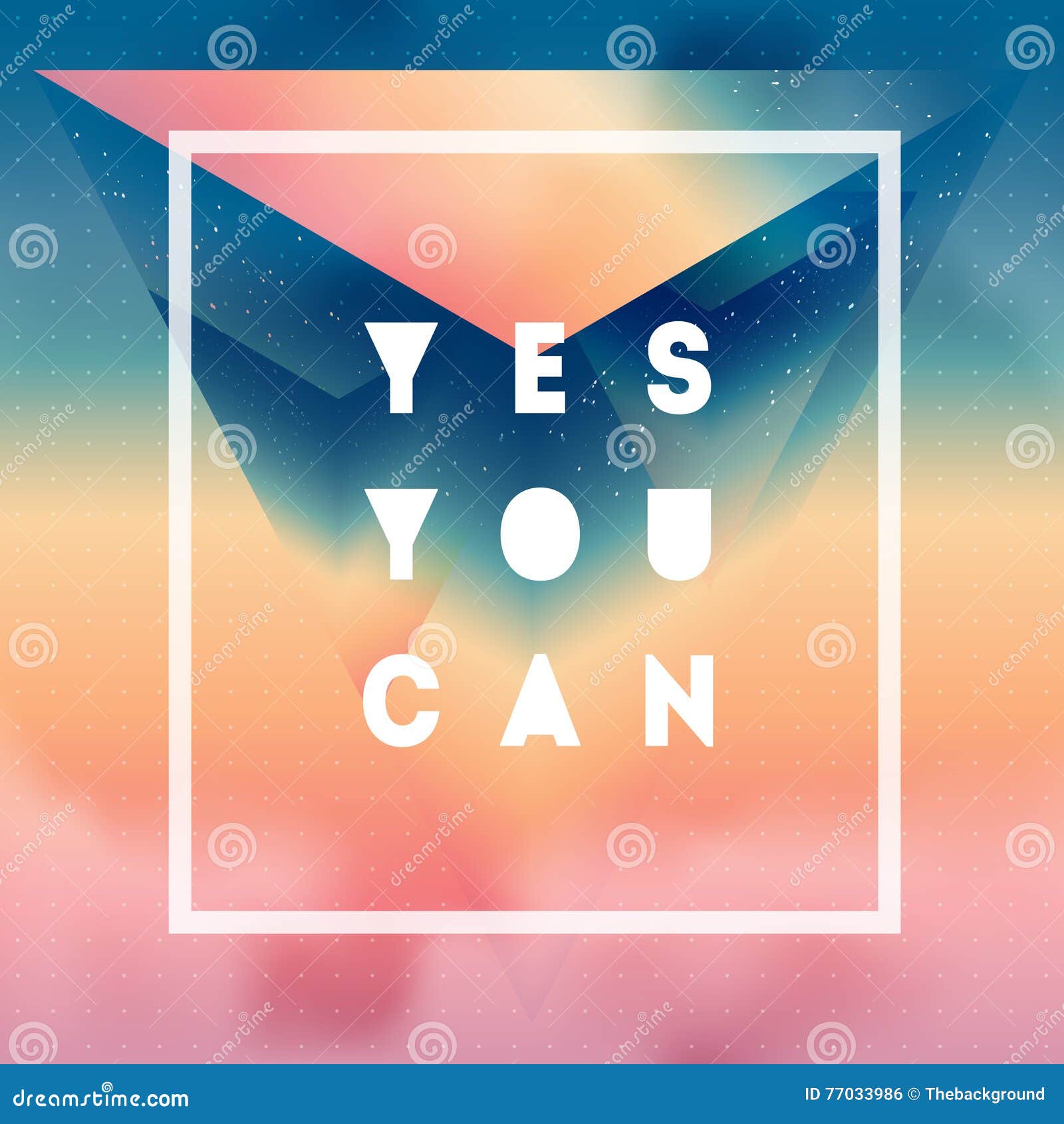 Yes You Can. Motivational Quote on Gradient Background with Clouds and ...