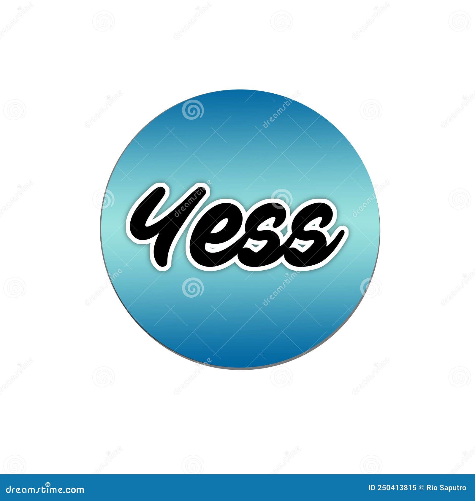 Yess Text 3D Template in the Form of a Circle on a Blue Base. Stock ...
