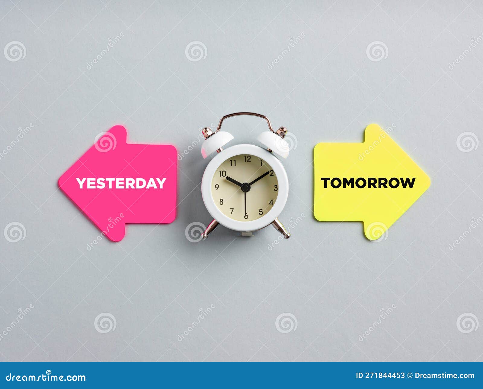 Yesterday and Tomorrow Written on Arrow Note Papers Next To a Clock ...