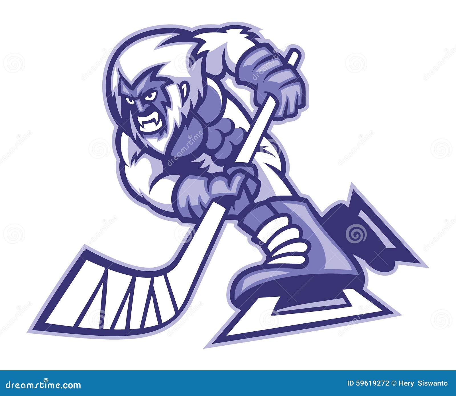 Yeti ice hockey mascot stock vector. Illustration of game - 59619272