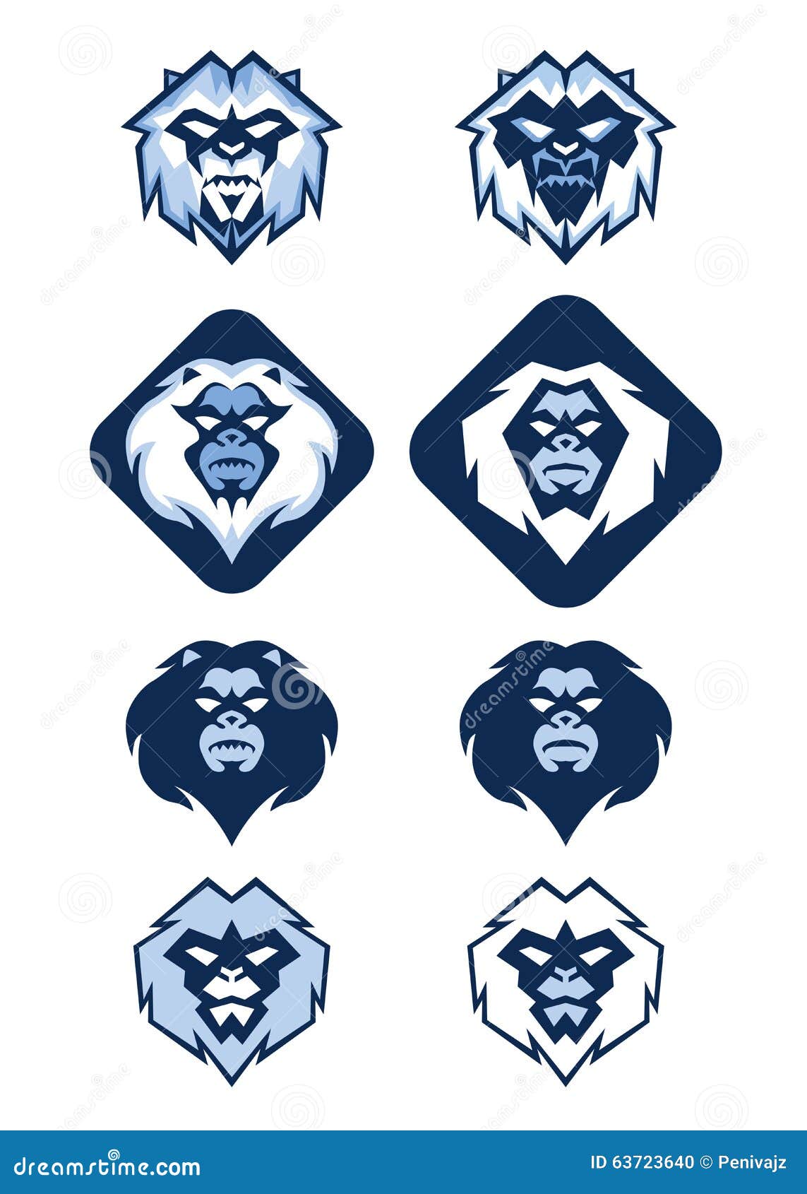 Yeti Logo stock vector. Illustration of blue, wild, faces - 63723640