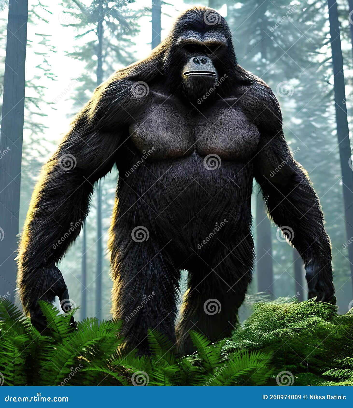 The Yeti is Standing on the Grass Stock Illustration - Illustration of ...