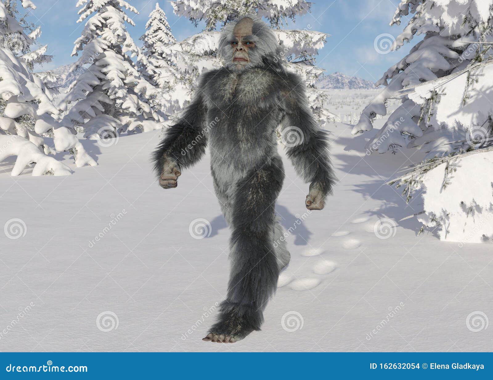 Yeti Winter in the Forest 3d Illustration Stock Illustration ...