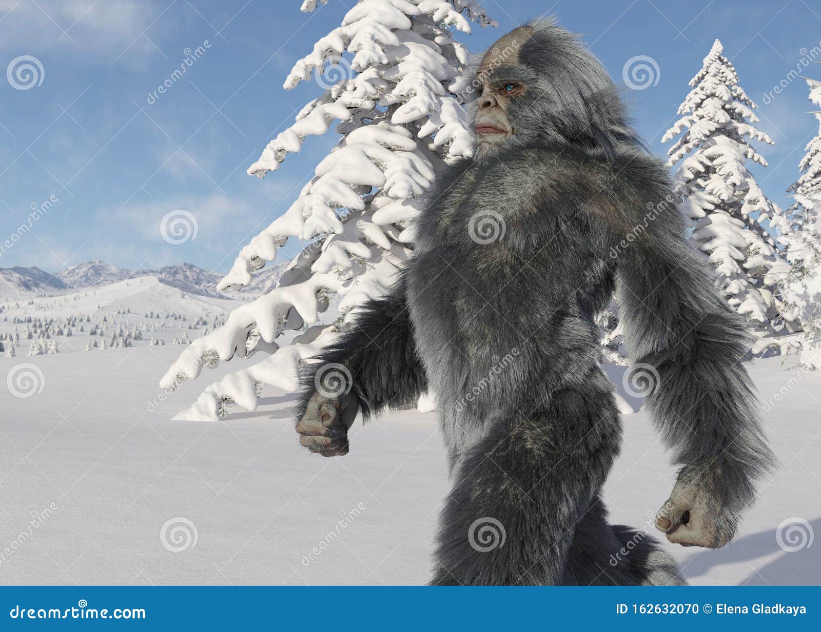 Yeti Winter in the Forest 3d Illustration Stock Illustration ...