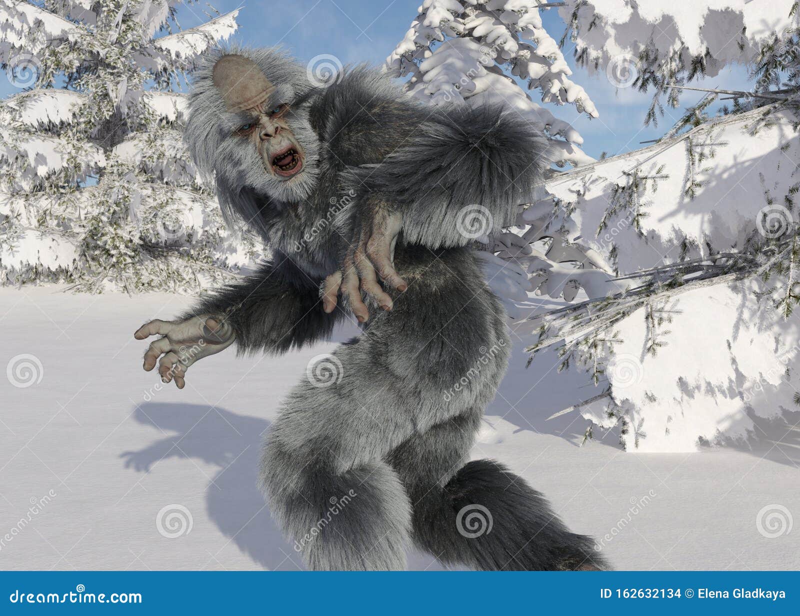 Yeti Winter in the Forest 3d Illustration Stock Illustration ...