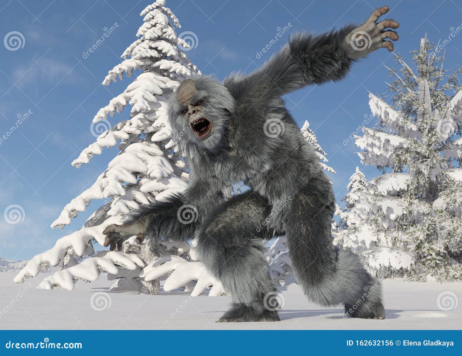 Yeti Winter in the Forest 3d Illustration Stock Illustration ...