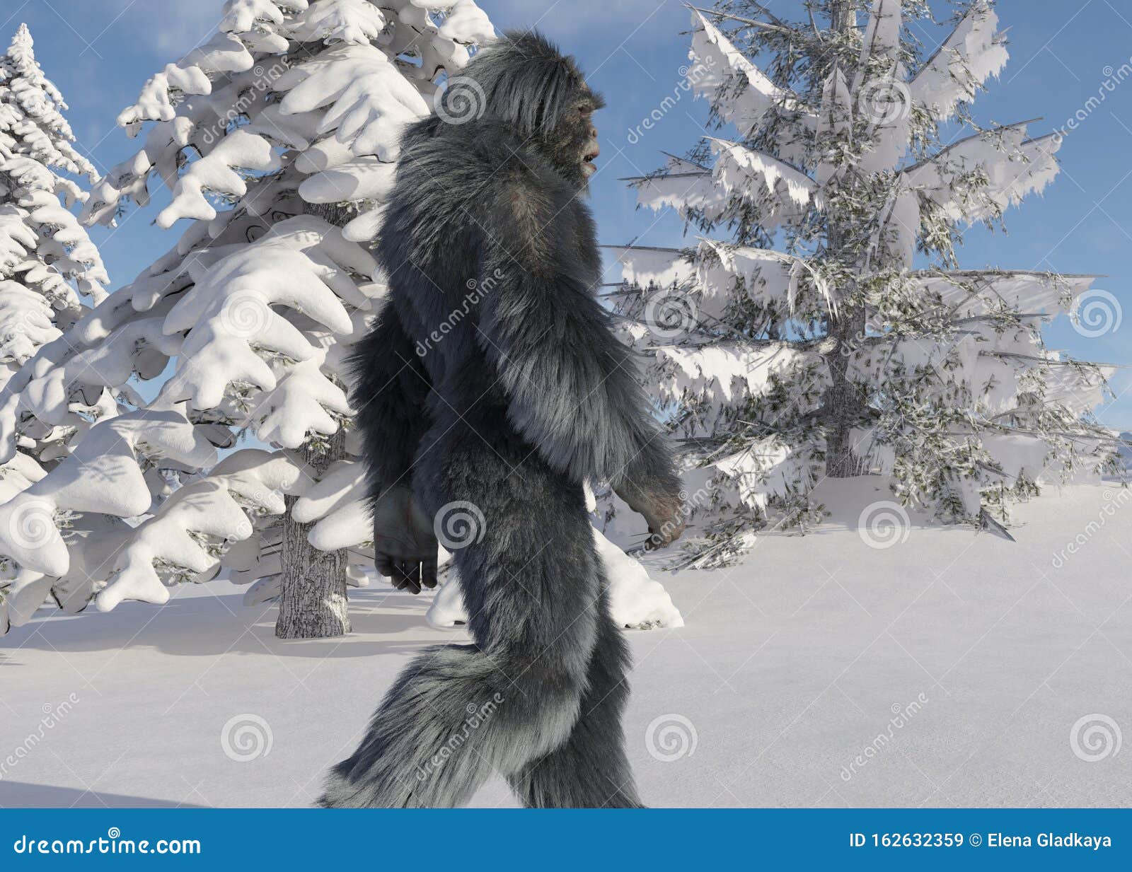 Yeti Winter in the Forest 3d Illustration Stock Illustration ...