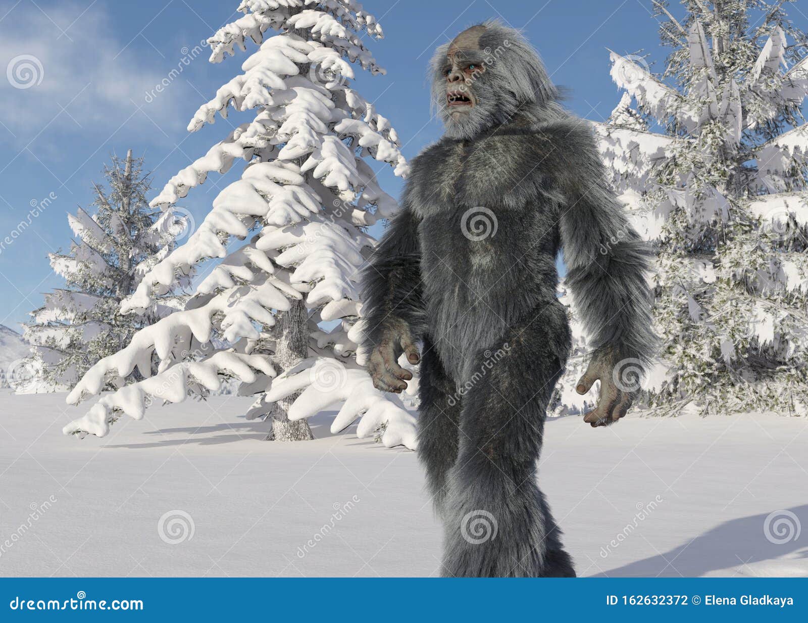 Yeti Winter in the Forest 3d Illustration Stock Illustration ...