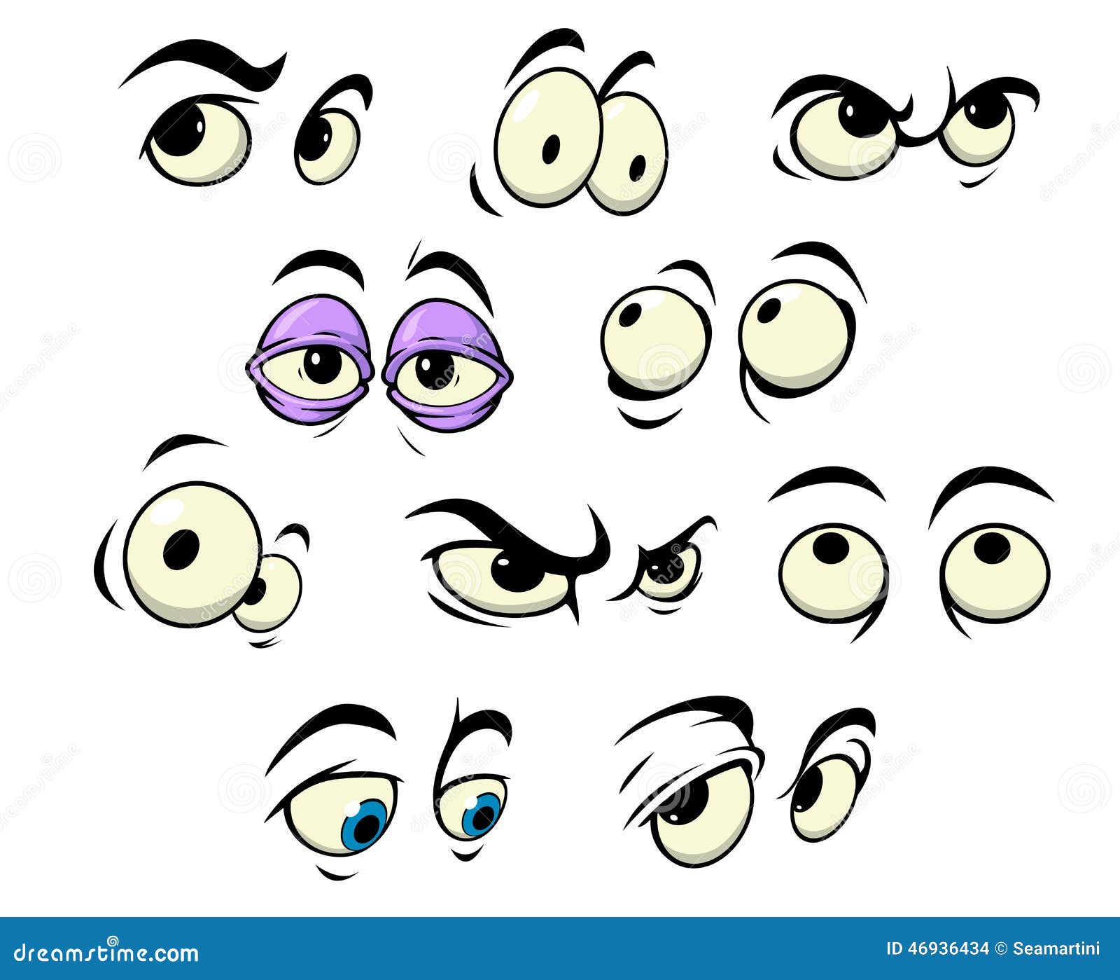 Yeux De Bande Dessinée Avec Différentes Expressions Illustration de ...