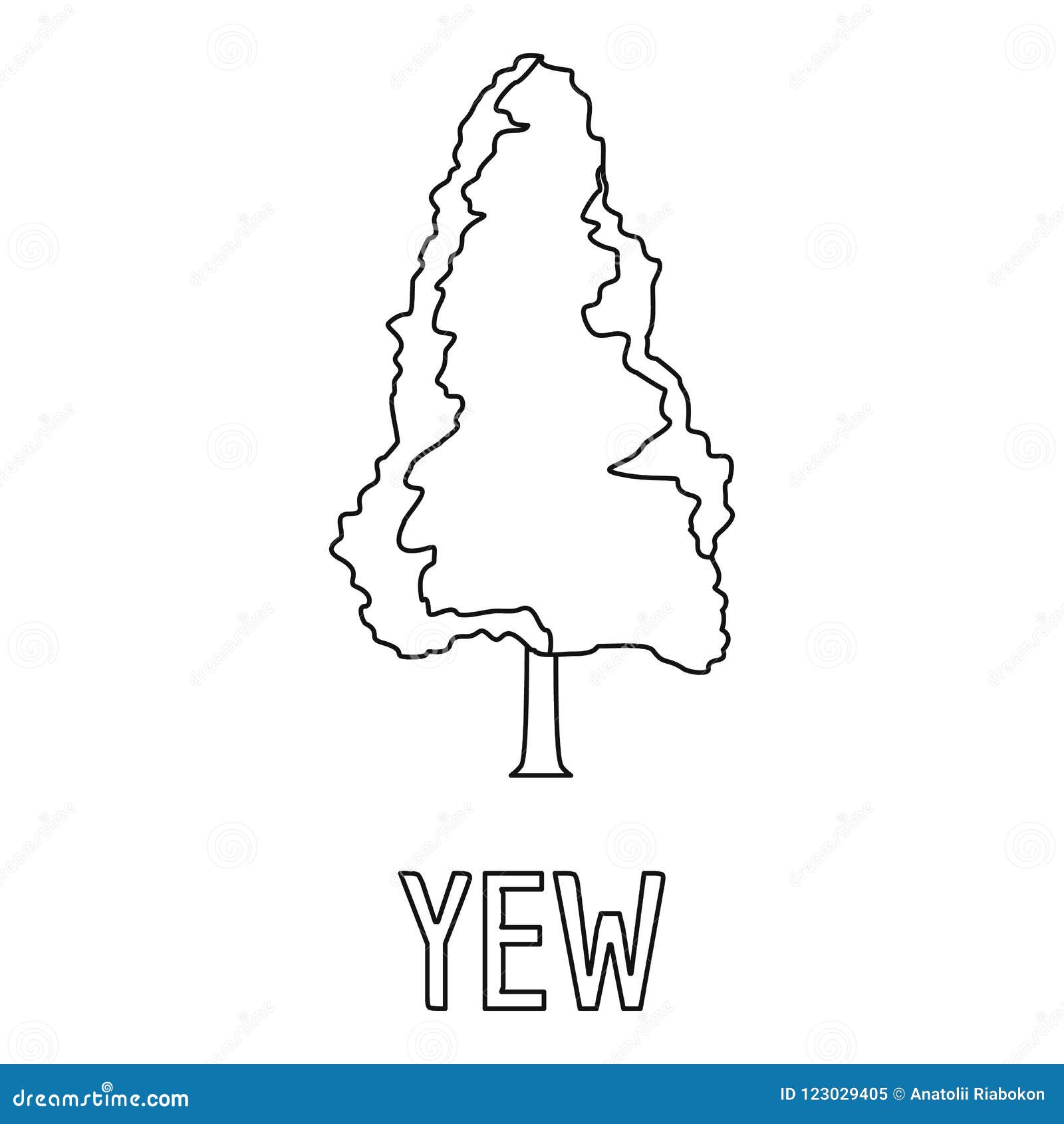 Yew icon, outline style. stock illustration. Illustration of logo ...