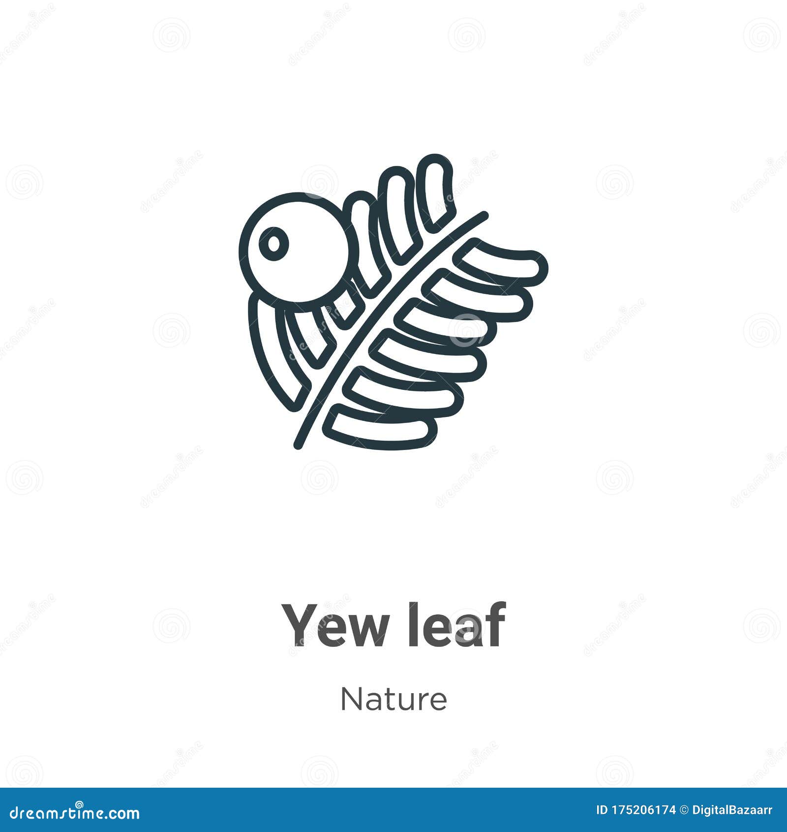 Yew Leaf Outline Vector Icon. Thin Line Black Yew Leaf Icon, Flat ...