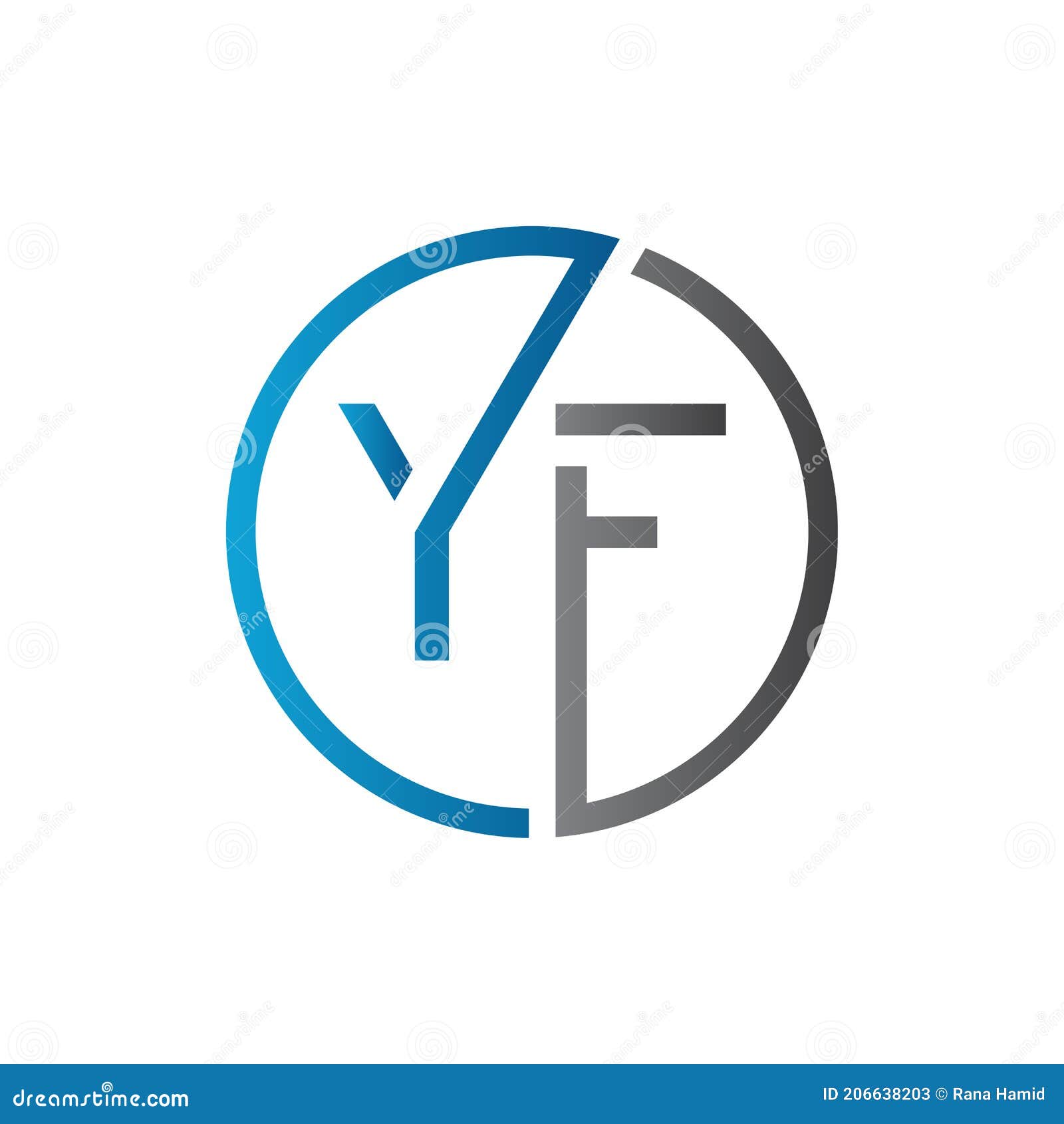 YF Logo Design Vector Template. Initial Circle Letter YF Vector ...