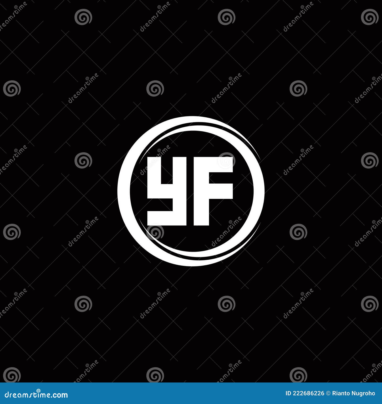 YF Logo Initial Letter Monogram with Circle Slice Rounded Design ...