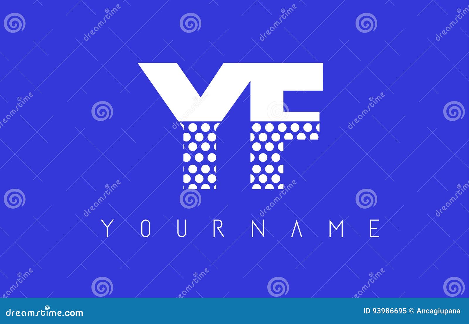 YF Y F Dotted Letter Logo Design with Blue Background. Stock Vector ...