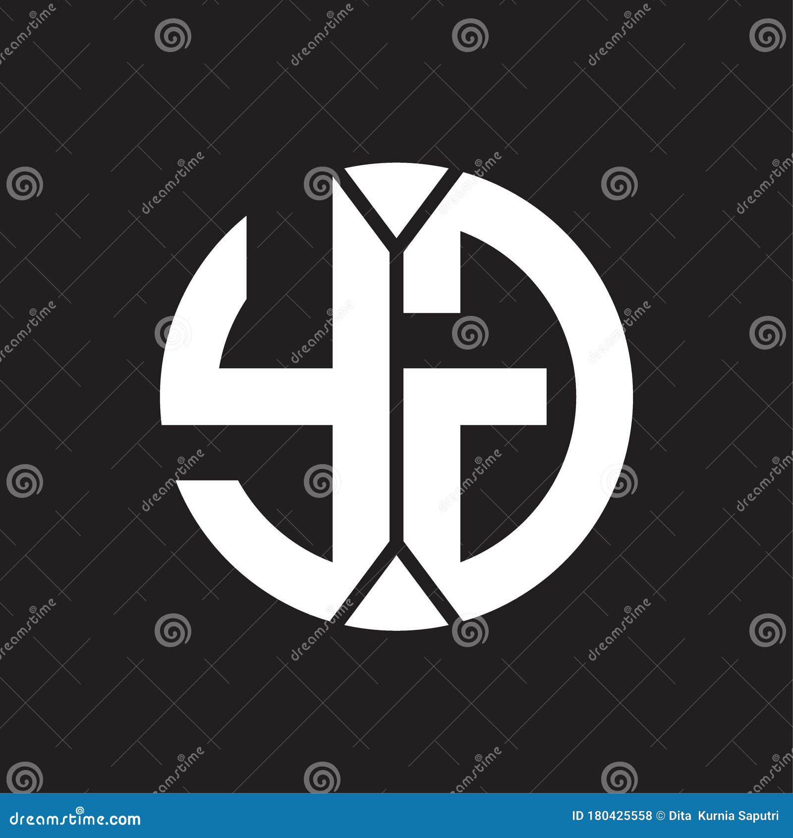 YG Logo Monogram with Piece Circle Ribbon Style Stock Illustration ...