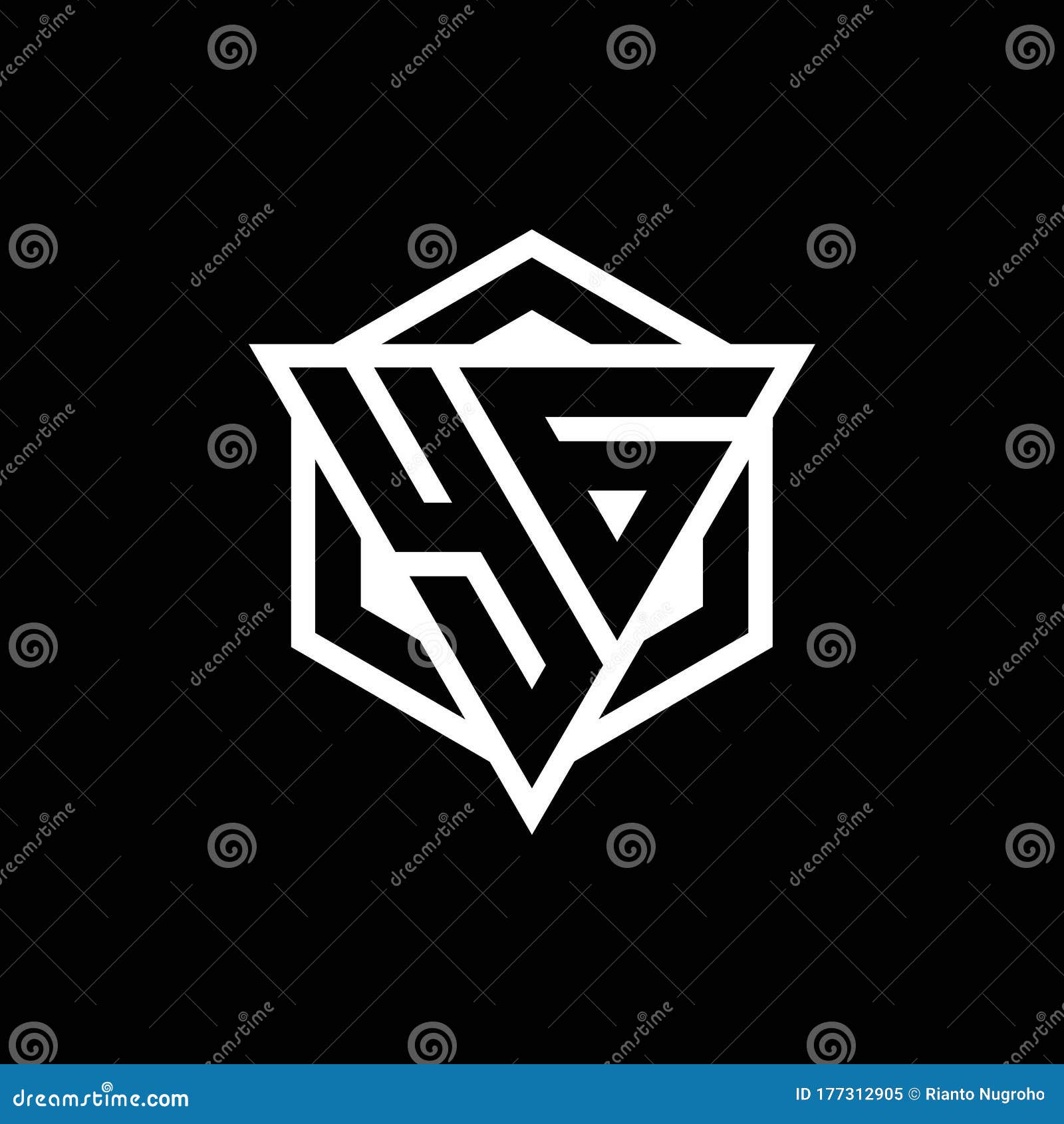 YG Logo Monogram with Triangle and Hexagon Shape Combination Stock ...