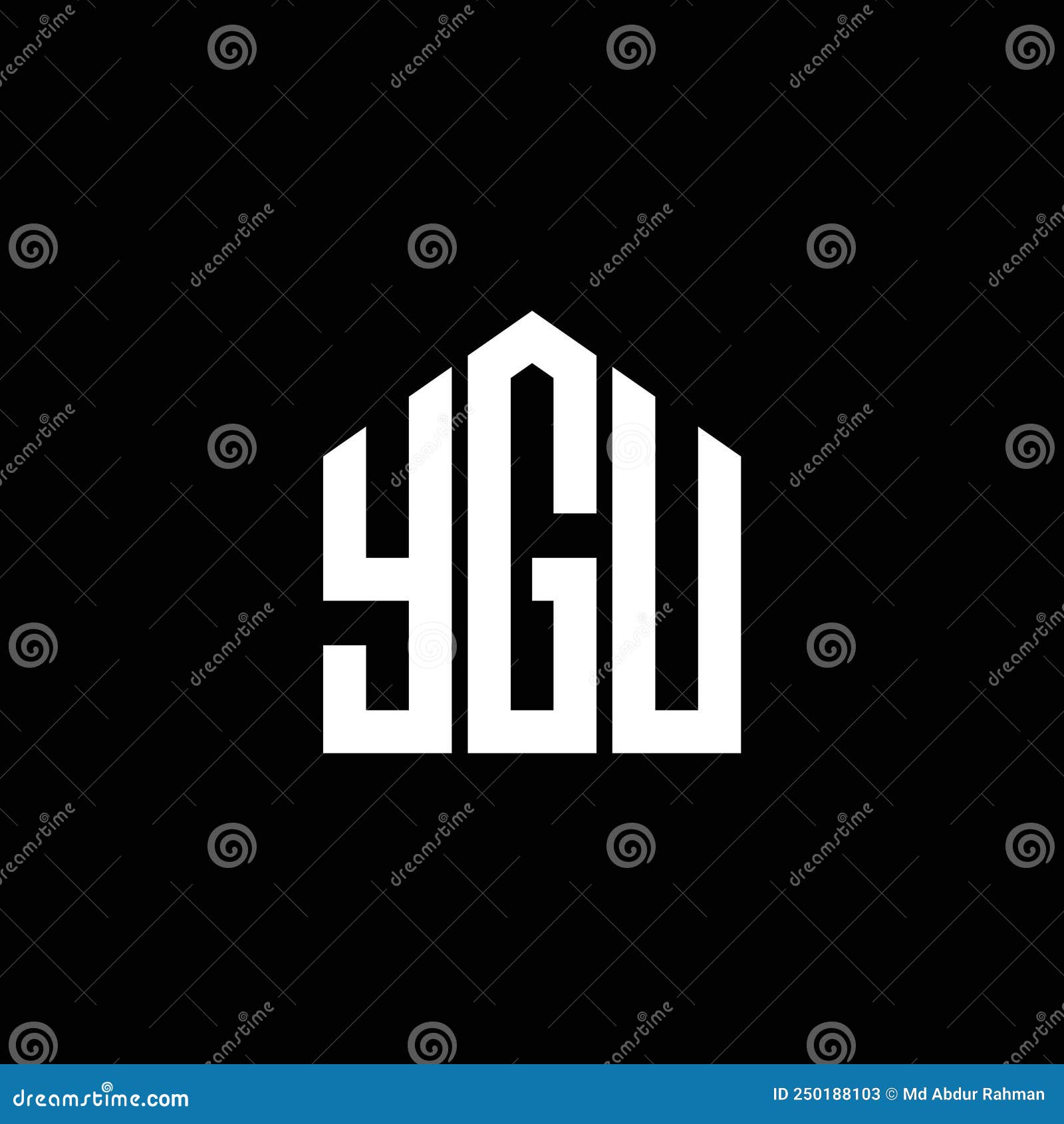 YGU Letter Logo Design on BLACK Background. YGU Creative Initials ...