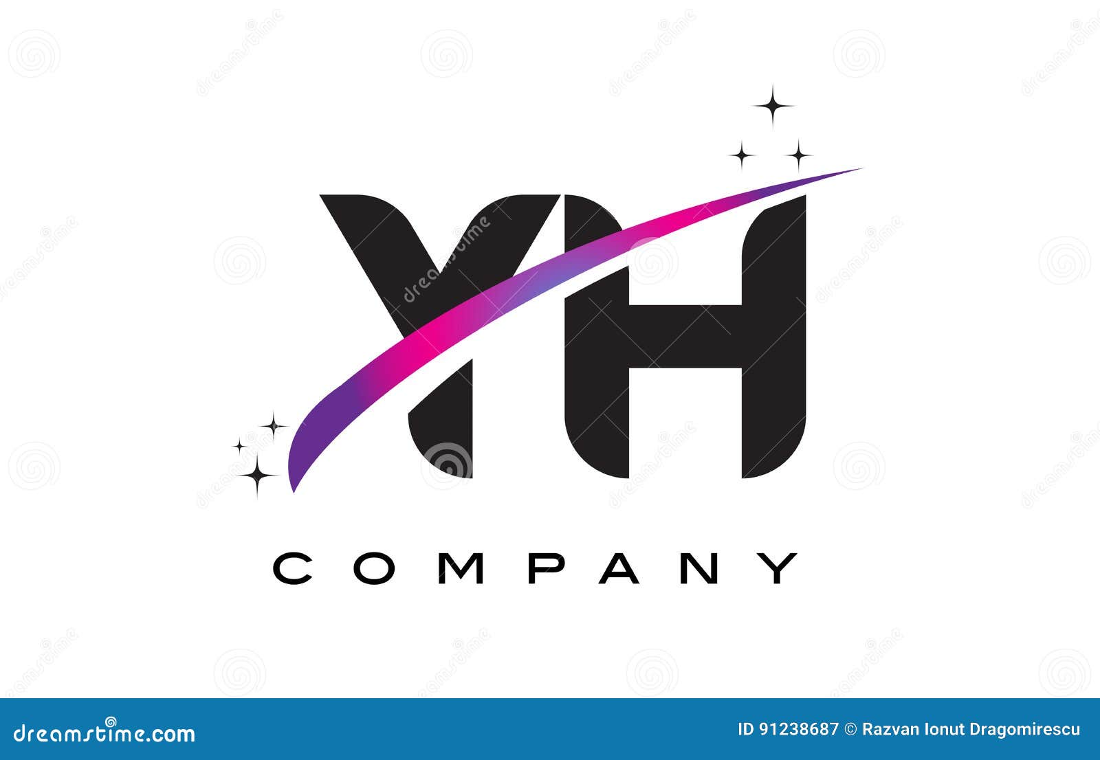 Yh Y H Black Letter Logo Design With Purple Magenta Swoosh Stock Vector Illustration Of Clean