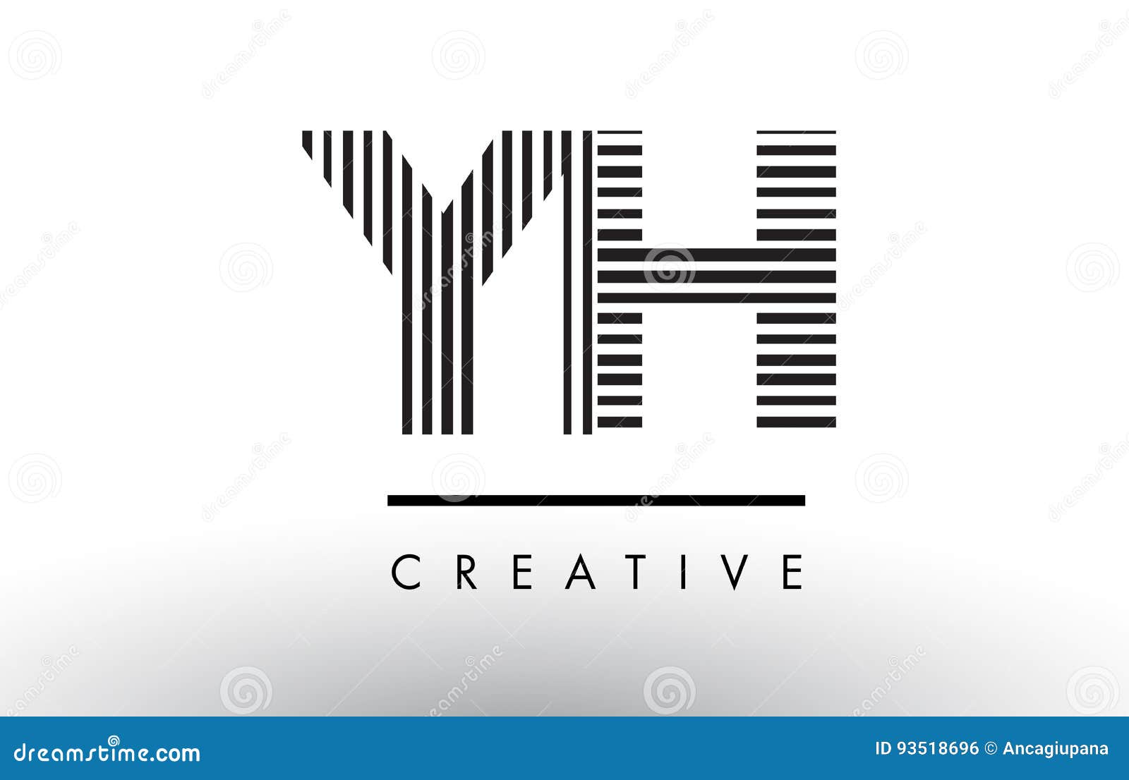 Yh Y H Black And White Lines Letter Logo Design Stock Vector Illustration Of Typeface Icon