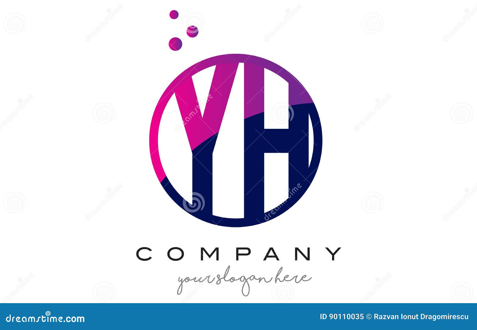 Yh Y H Circle Letter Logo Design With Purple Dots Bubbles Stock Vector Illustration Of Purple