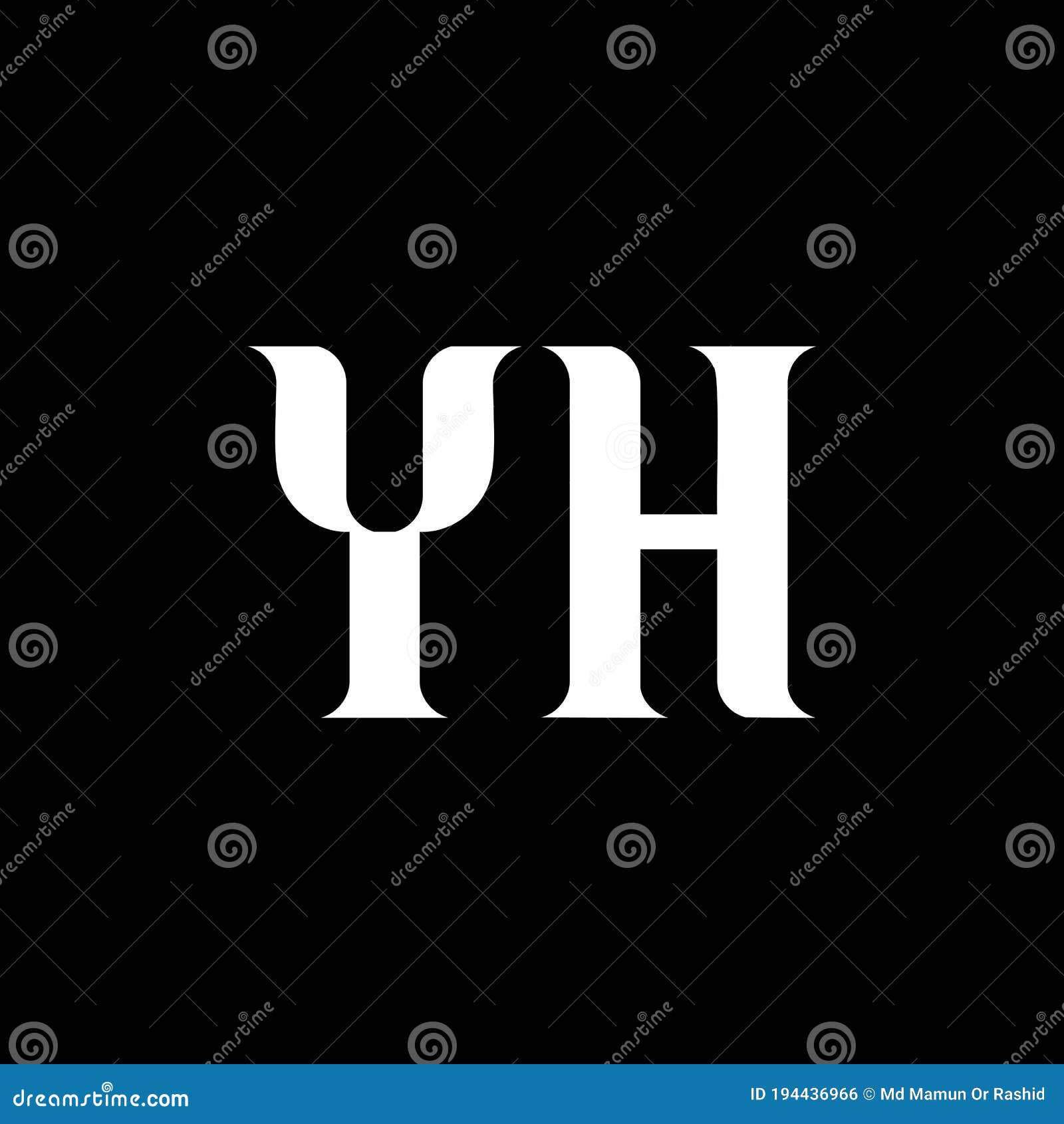 Yh Y H Letter Logo Design Initial Letter Yh Uppercase Monogram Logo White Color Yh Logo Y H