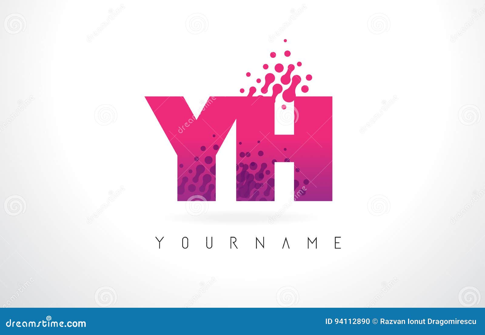 Yh Y H Letter Logo With Pink Purple Color And Particles Dots Design Stock Vector Illustration