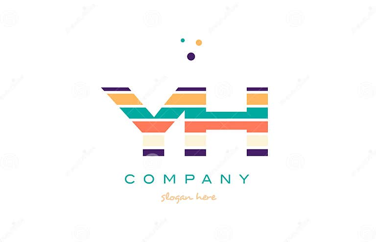 Yh Y H Line Stripes Pastel Color Alphabet Letter Logo Icon Template Vector Stock Vector