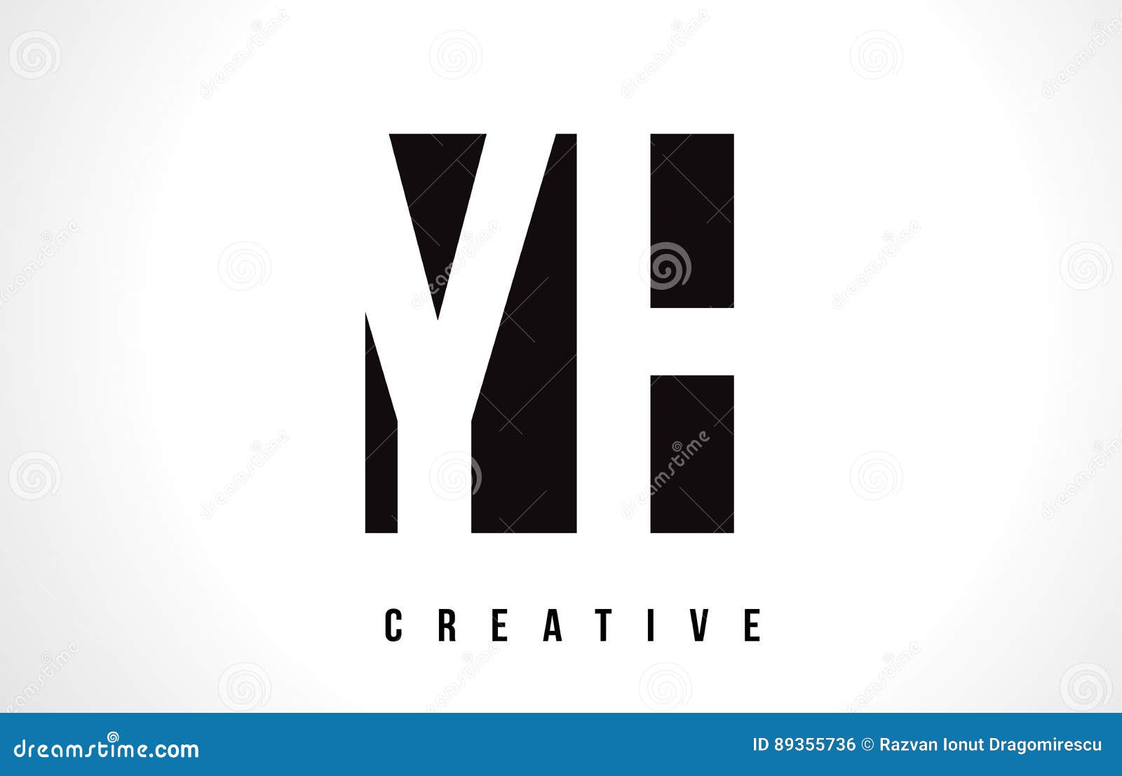 Yh Y H White Letter Logo Design With Black Square Stock Vector Illustration Of Identity Font