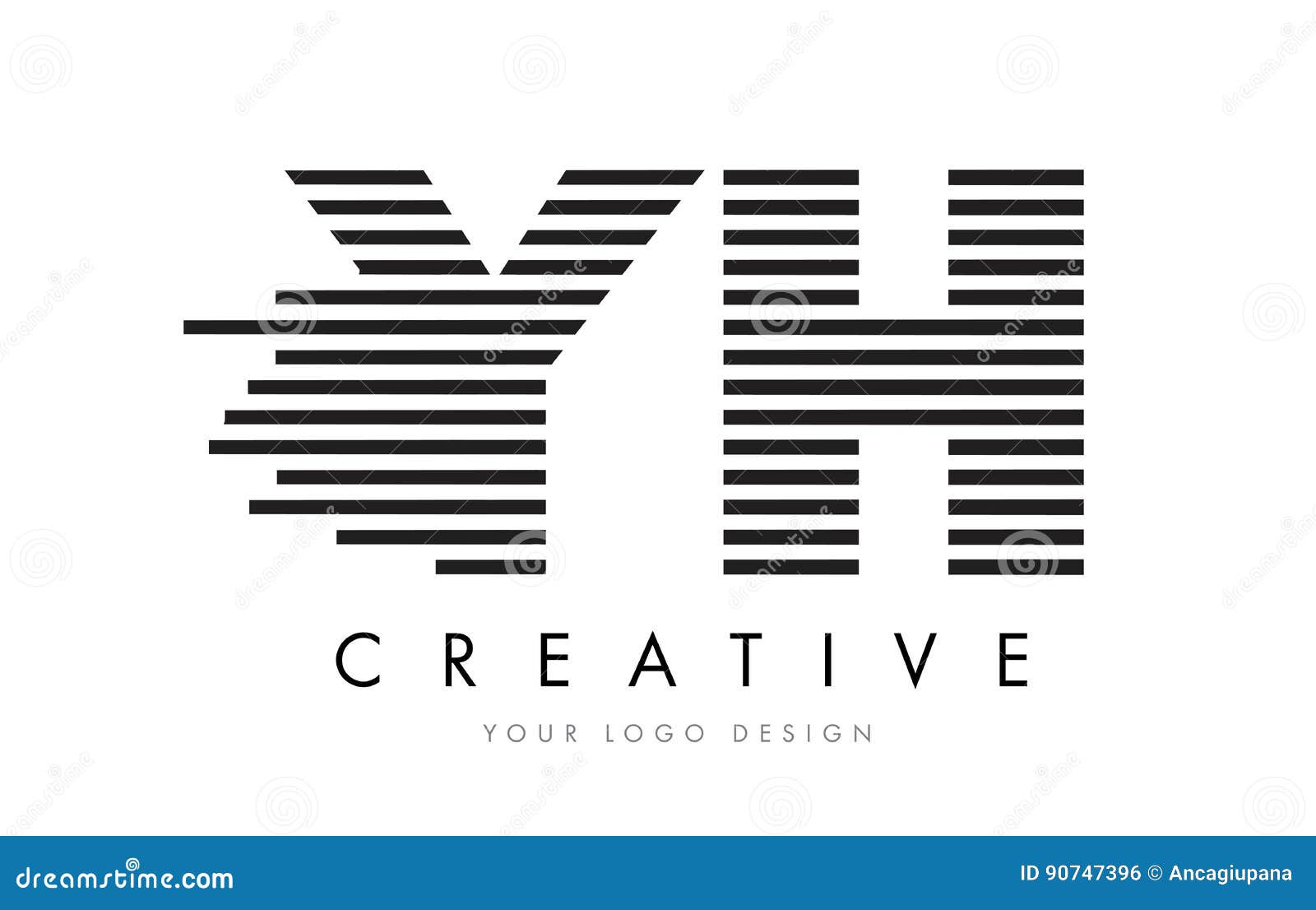 Yh Y H Zebra Letter Logo Design With Black And White Stripes Stock Vector Illustration Of